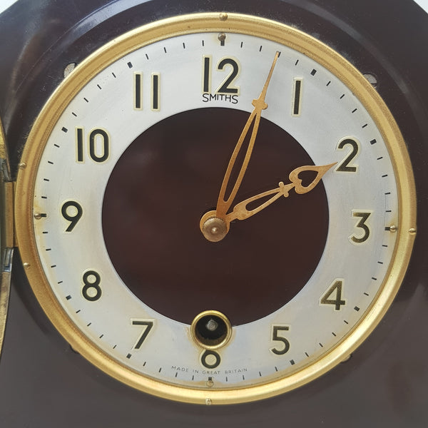 Smiths Brown Bakelite Mantle Pendulum Key Winding Clock GWO Vintage Re ...