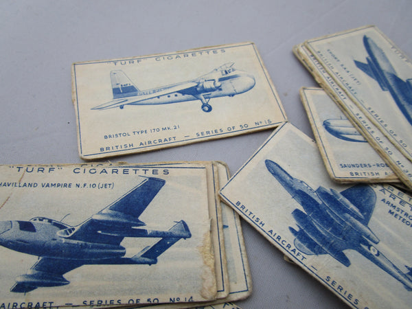60 Turf Cigarette Tobacco Cards British Aircraft Vintage Mid Century c ...