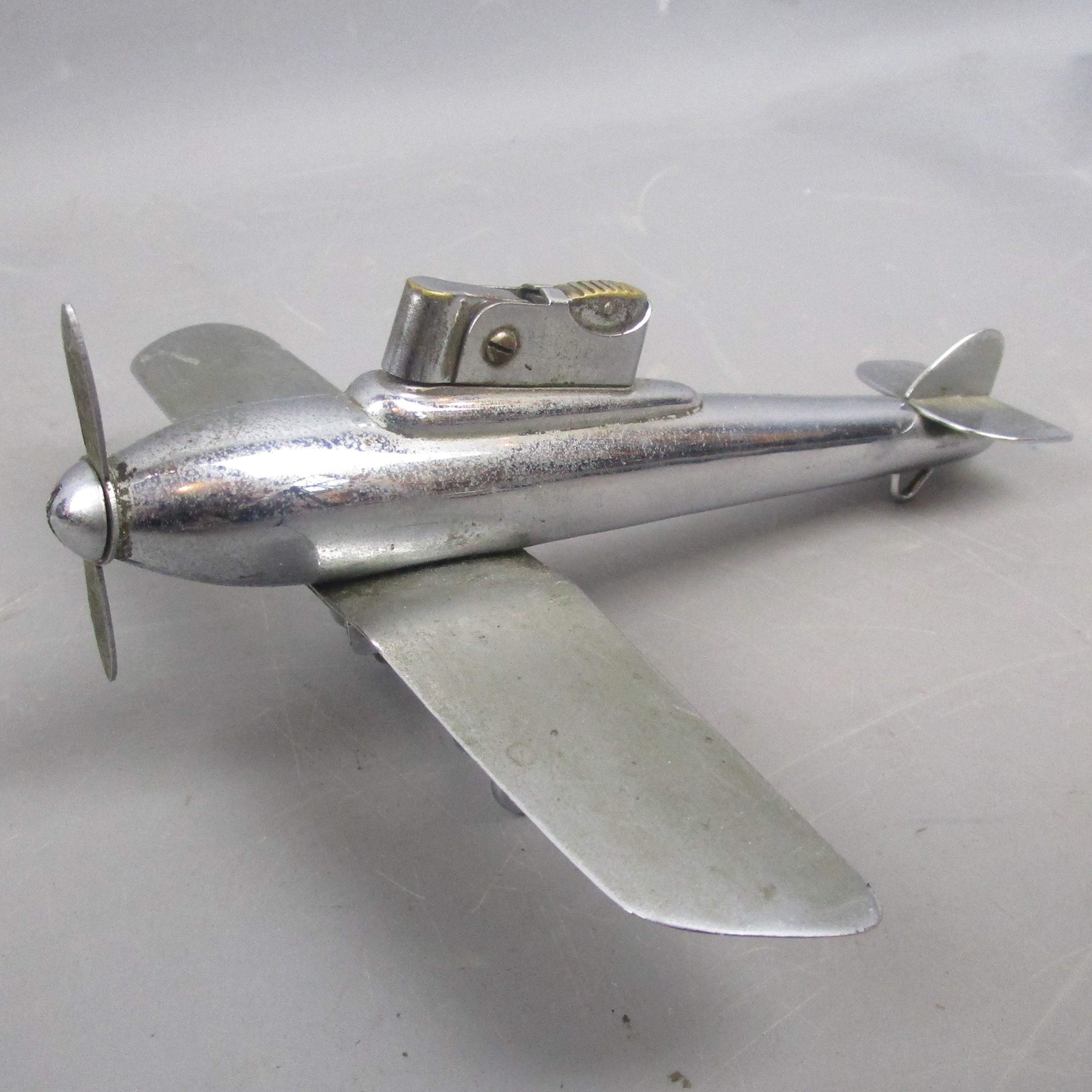 Chrome Jet Fighter Aircraft Table Lighter Vintage Art Deco c1930 - Top ...