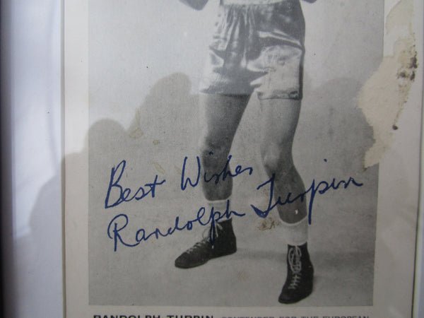 Framed And Signed Randolph Turpin Card Vintage Mid Century c1950 - Top ...